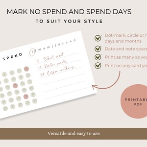 Planner Cards, No Spend Tracker, Printable 30 Day Challenge in Credit ...
