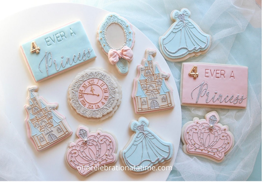 Princess Themed Cookies, Customizable, Princess Birthday Cookies, Dozen ...