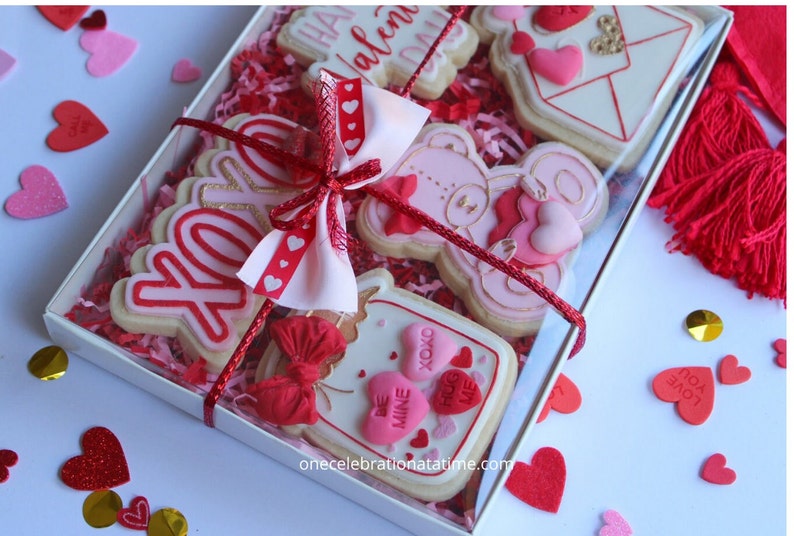 Valentine Cookie Set, Valentine Gift Box, Valentine Cookies, Happy ...