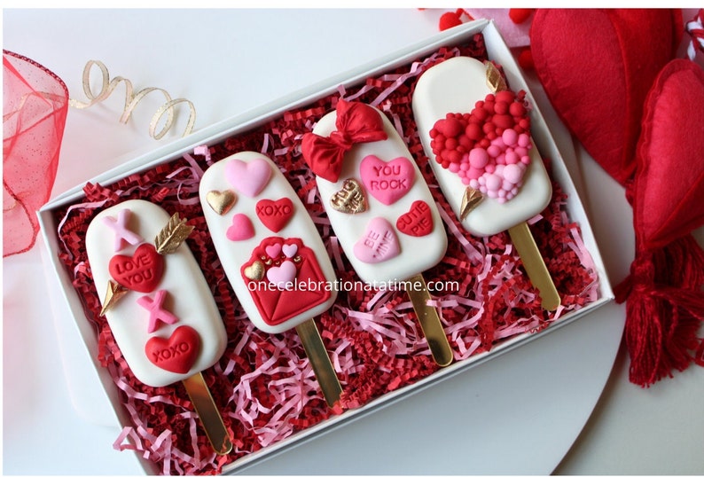 Valentine’s Day Cakesicles, Valentines Cake Pop, Gift Set, Valentines ...