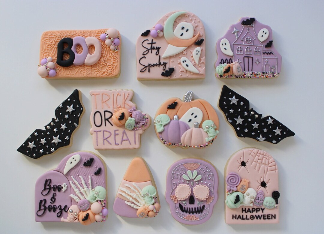 Halloween Themed Cookies, Pastel Cookies, Fondant Cookies, Cookies ...