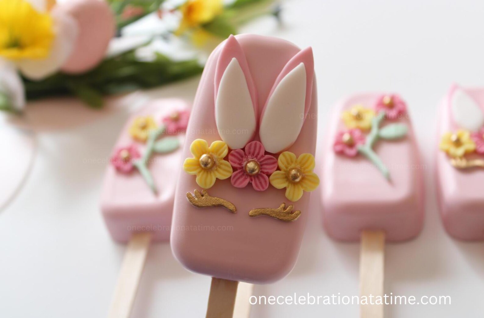 Easter Bunny & Floral Themed Cakesicles, Easter Cakesicles, Cake Pops ...