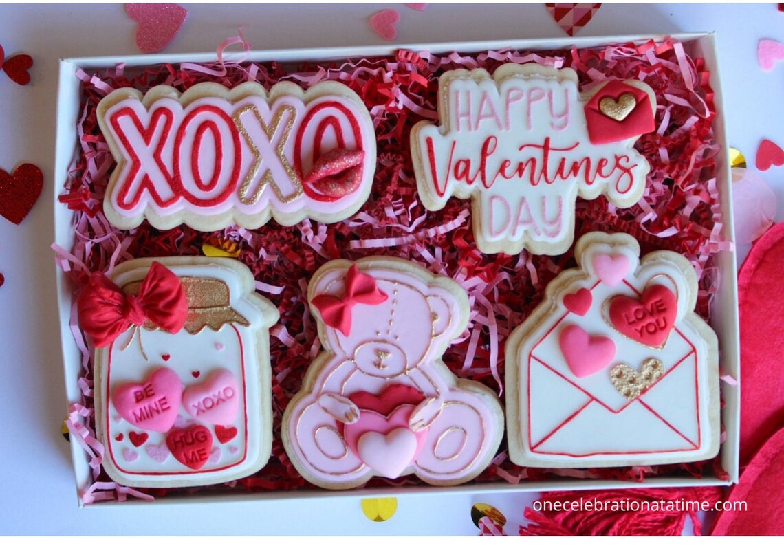 Valentine Cookie Set, Valentine Gift Box, Valentine Cookies, Happy ...