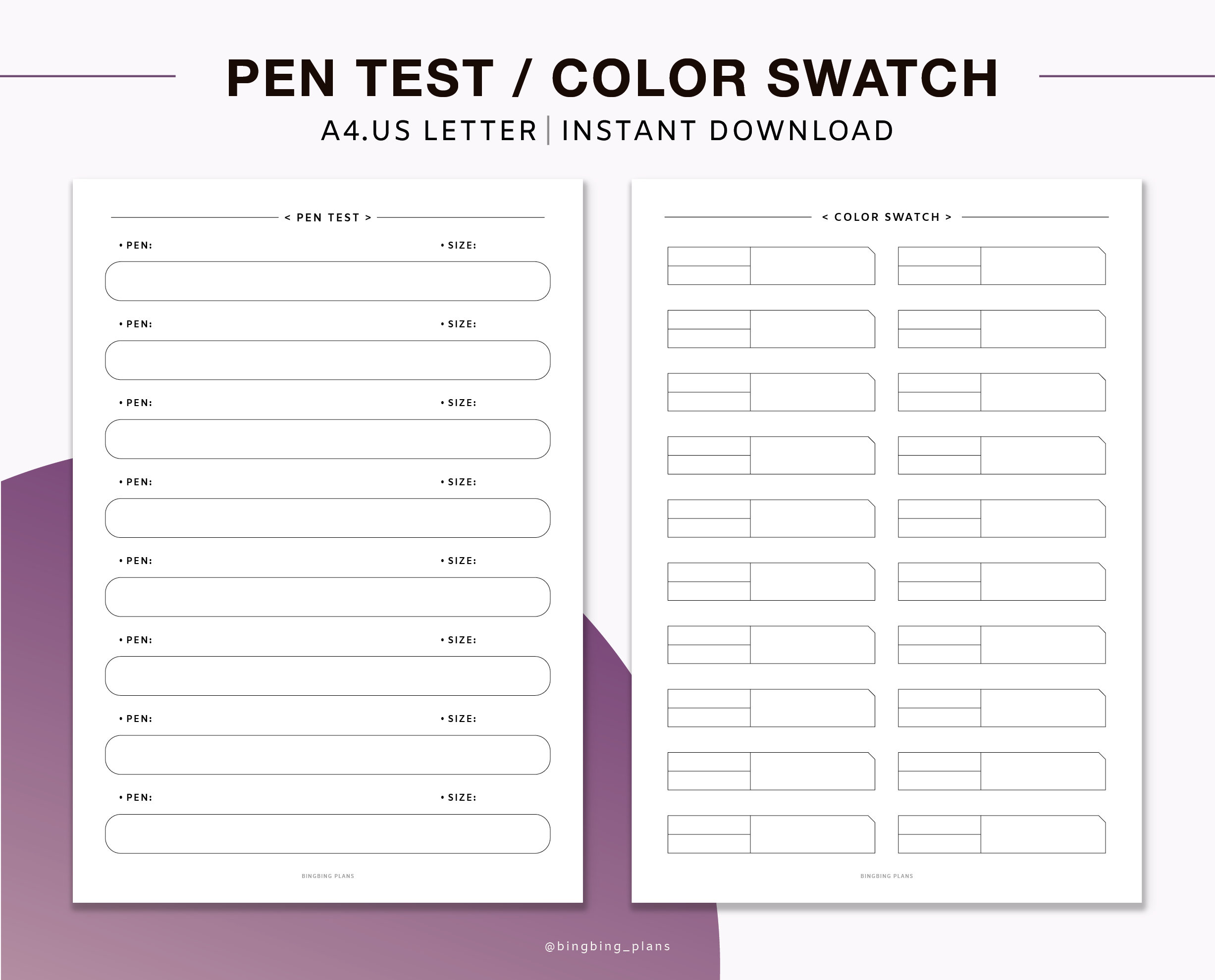 Pen Test Paper, Pen Color Swatches, Bullet Journal, Planner Pens Test ...