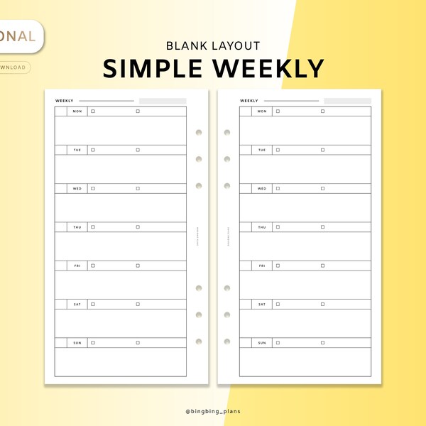 Mon Sun Weekly Planner - Etsy