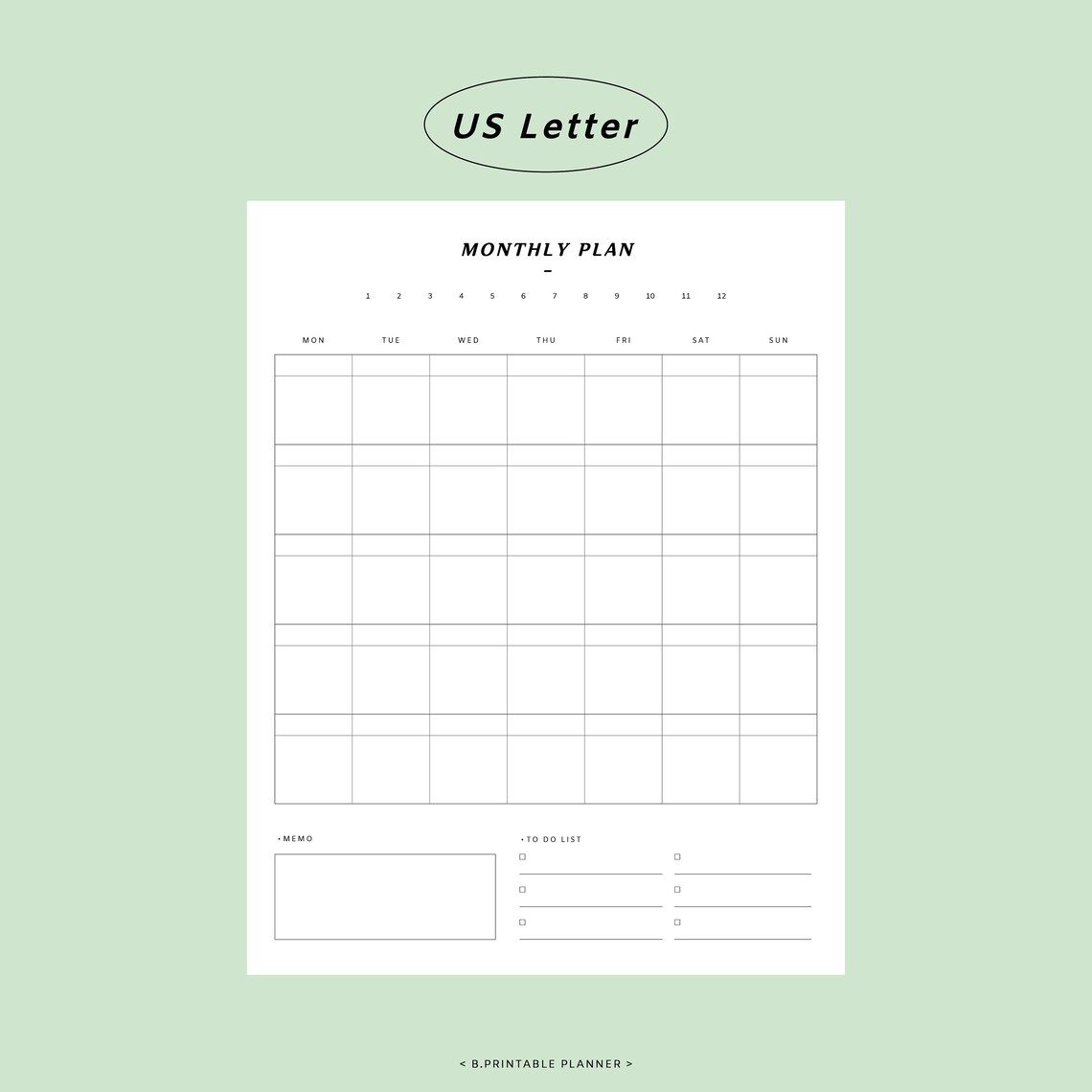 Editable Monthly Planner Printable Planner A4 US Letter Mon / | Etsy