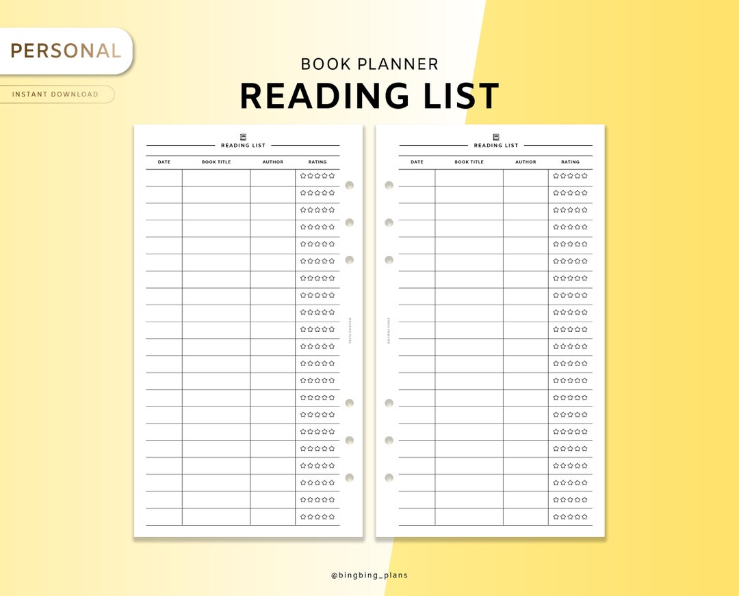Personal : Reading List Template, Book Planner, Reading Log, Simple ...