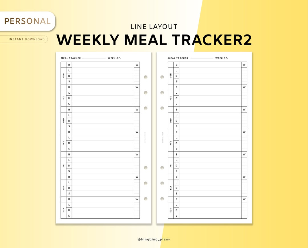 Weekly Meal Tracker / Personal Printable Planner Inserts / Meal Log ...