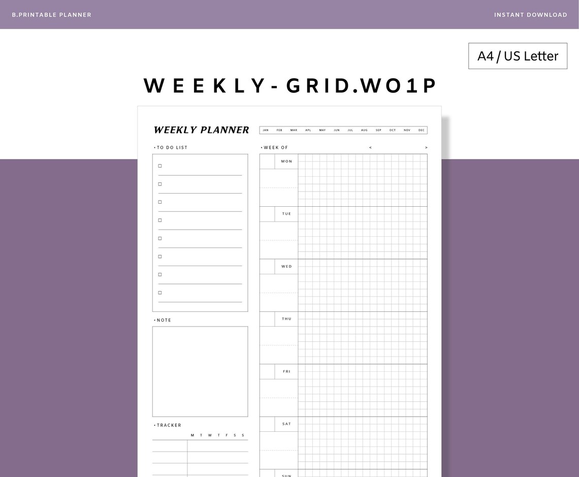 Editable Monthly Planner Printable Planner A4 US Letter Mon / | Etsy