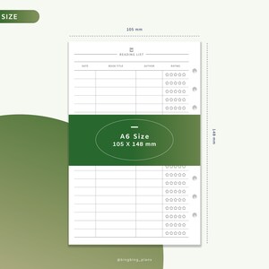 A6 Size : Reading List Template, Book Planner, Reading Log, Simple ...