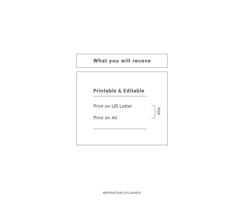 Editable Monthly Planner Printable Planner A4 US Letter Mon / Sun Start ...