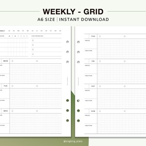Undated Simple Weekly Planner Printable Insert, A6 Size, Home Planner ...