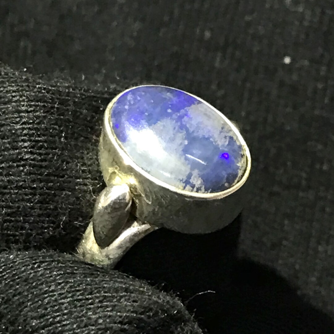Natural Australian Doublet Opal Blue Fire Gemstone Ring 925 Solid ...