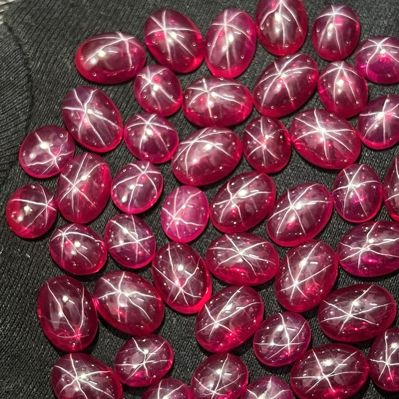 Beautiful Red Star Ruby Cabochon Gemstone Oval Shape Stone Amazing ...