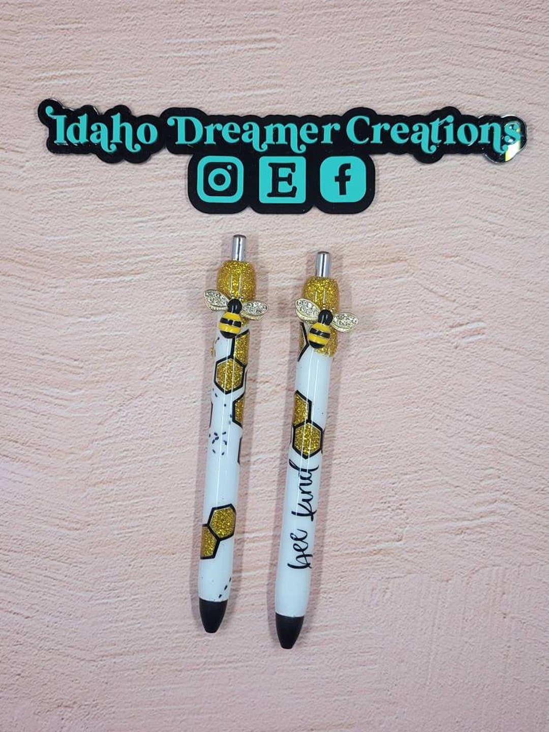Bee Resin Pens, Honey Bee Glitter Resin Pens, Honeycomb Resin Glitter ...