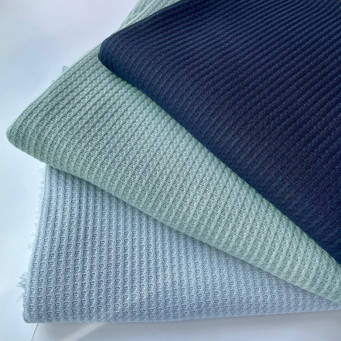 Light Blue Waffle Knit Fabric by the Yard Solid Waffle, Poly Rayon ...