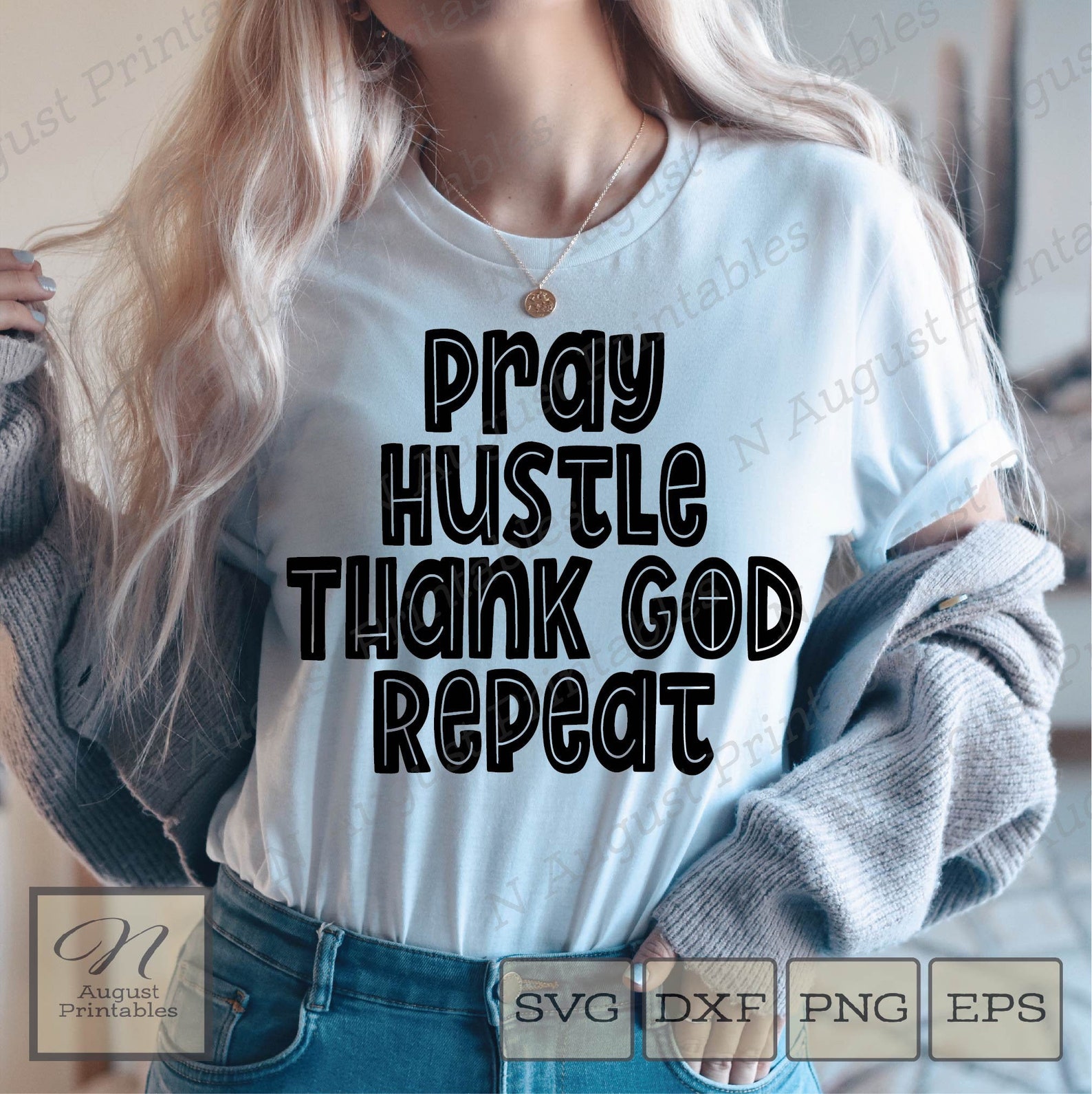 Prayer and Hustle SVG Pray Hustle Thank God Repeat SVG - Etsy