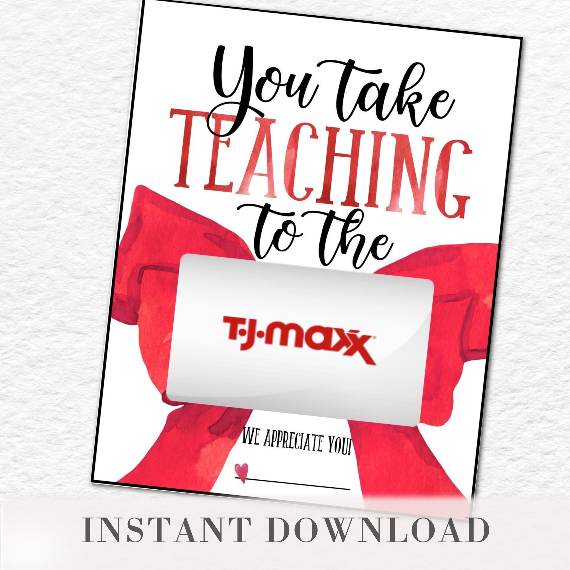 TEACHER GIFT TJ Maxx Teacher Appreciation Gift Card Thank You Note 5x7 TEACHER GIFT TJ Maxx Teacher Appreciation Gift Card Thank You Note 5x7