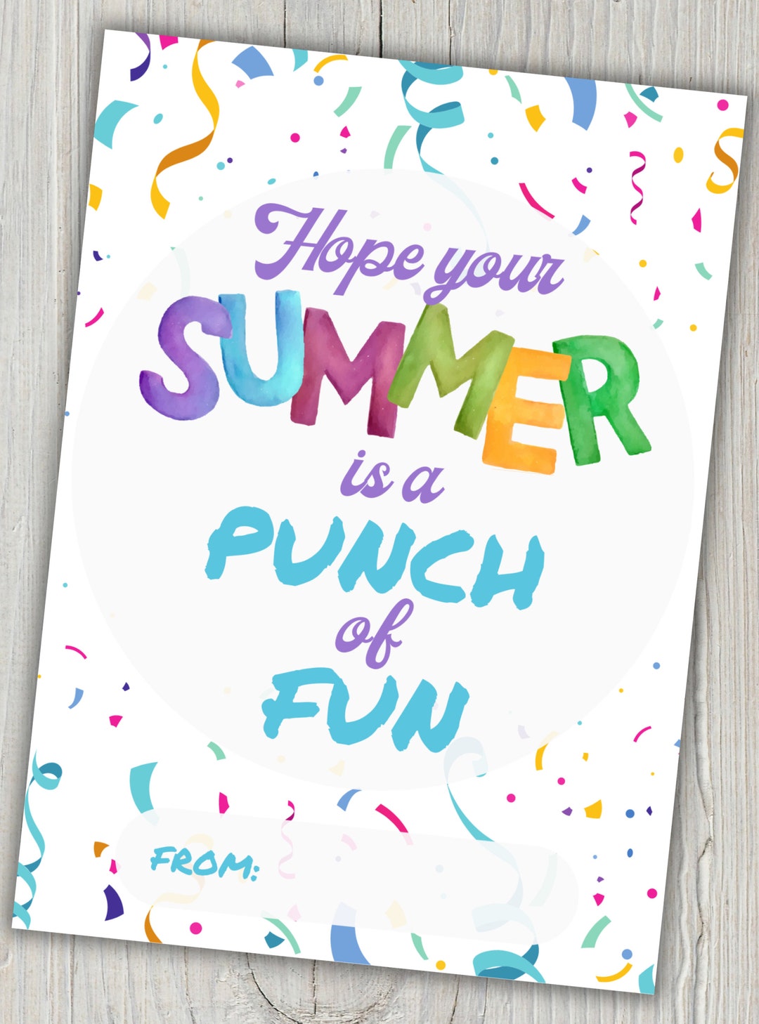 Summer Gift Tag - Hope Your Summer is a PUNCH OF FUN - Instant Download ...