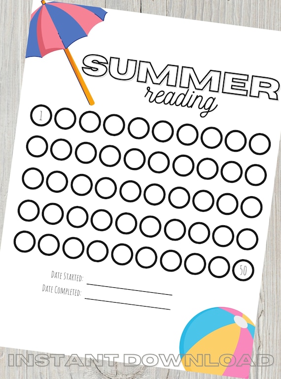 INSTANT DOWNLOAD Summer Reading Log and Tracker 50 - Etsy