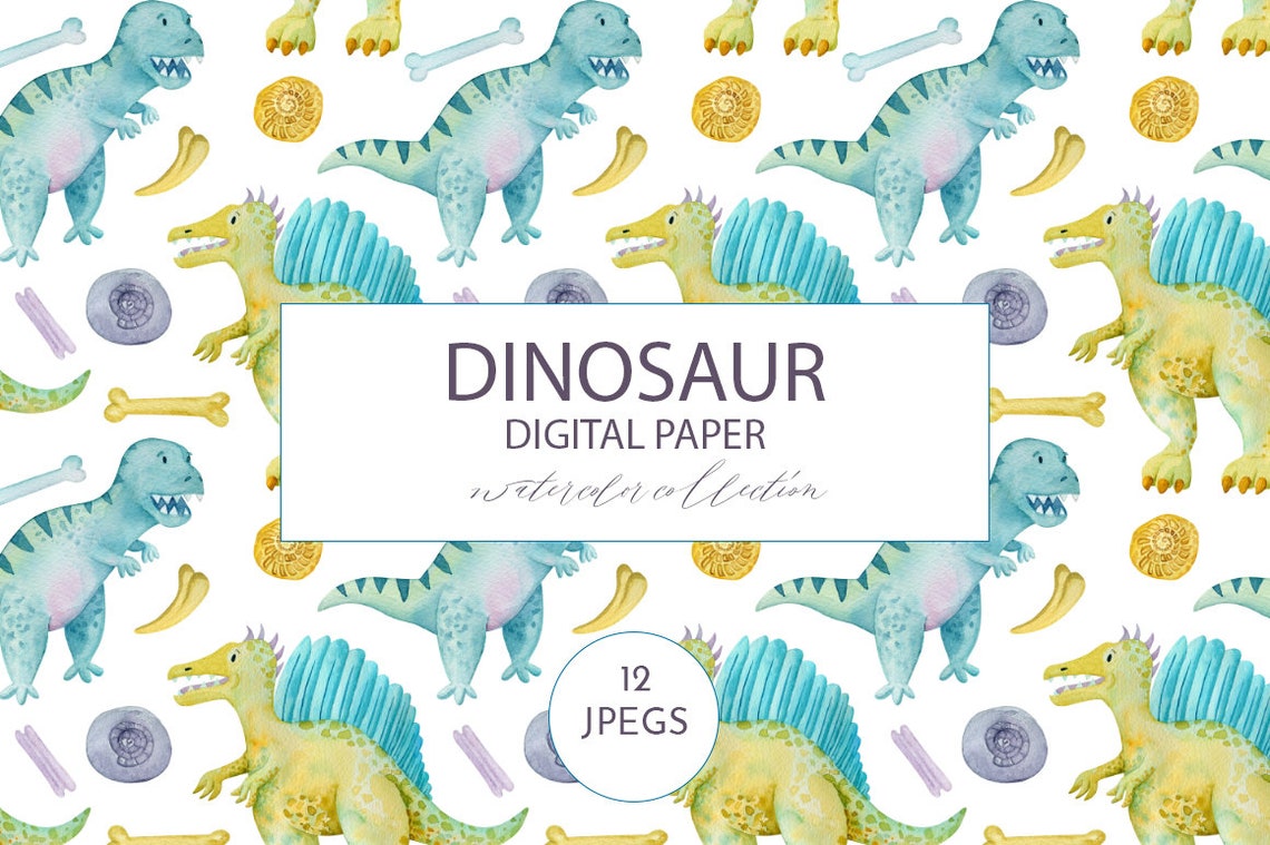 Dinosaur Digital Paper Dinosaur Seamless Pattern Commecial - Etsy