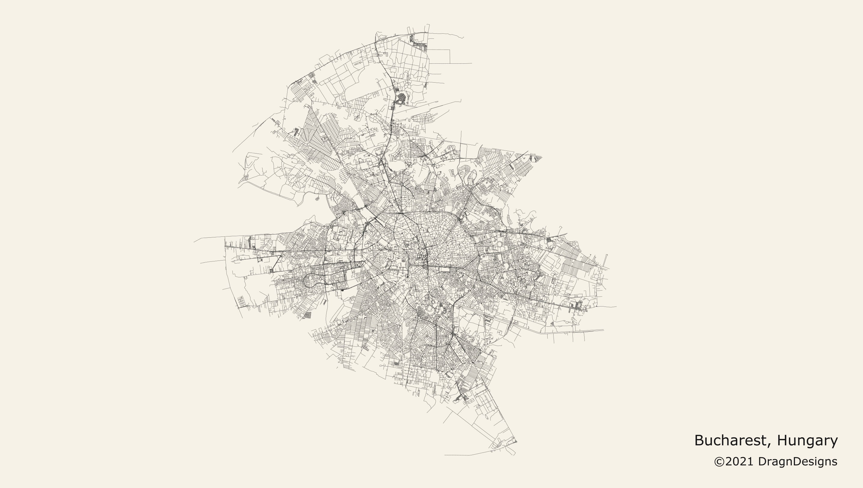City Street Map of Bucharest Hungary SVG File | Etsy Canada