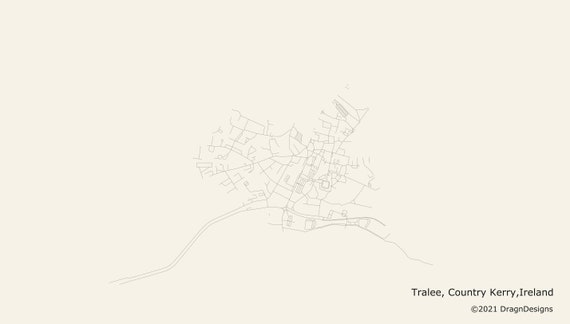 City Street Map of Tralee Co Kerry SVG File | Etsy