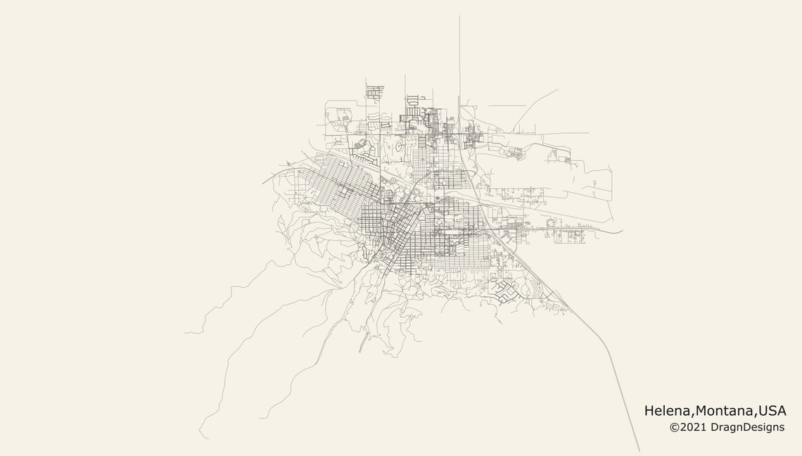 City Street Map of Helena Montana USA SVG File - Etsy