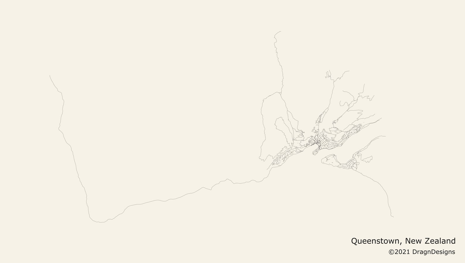 City Street Map of Queenstown, New Zealand, SVG File - Etsy