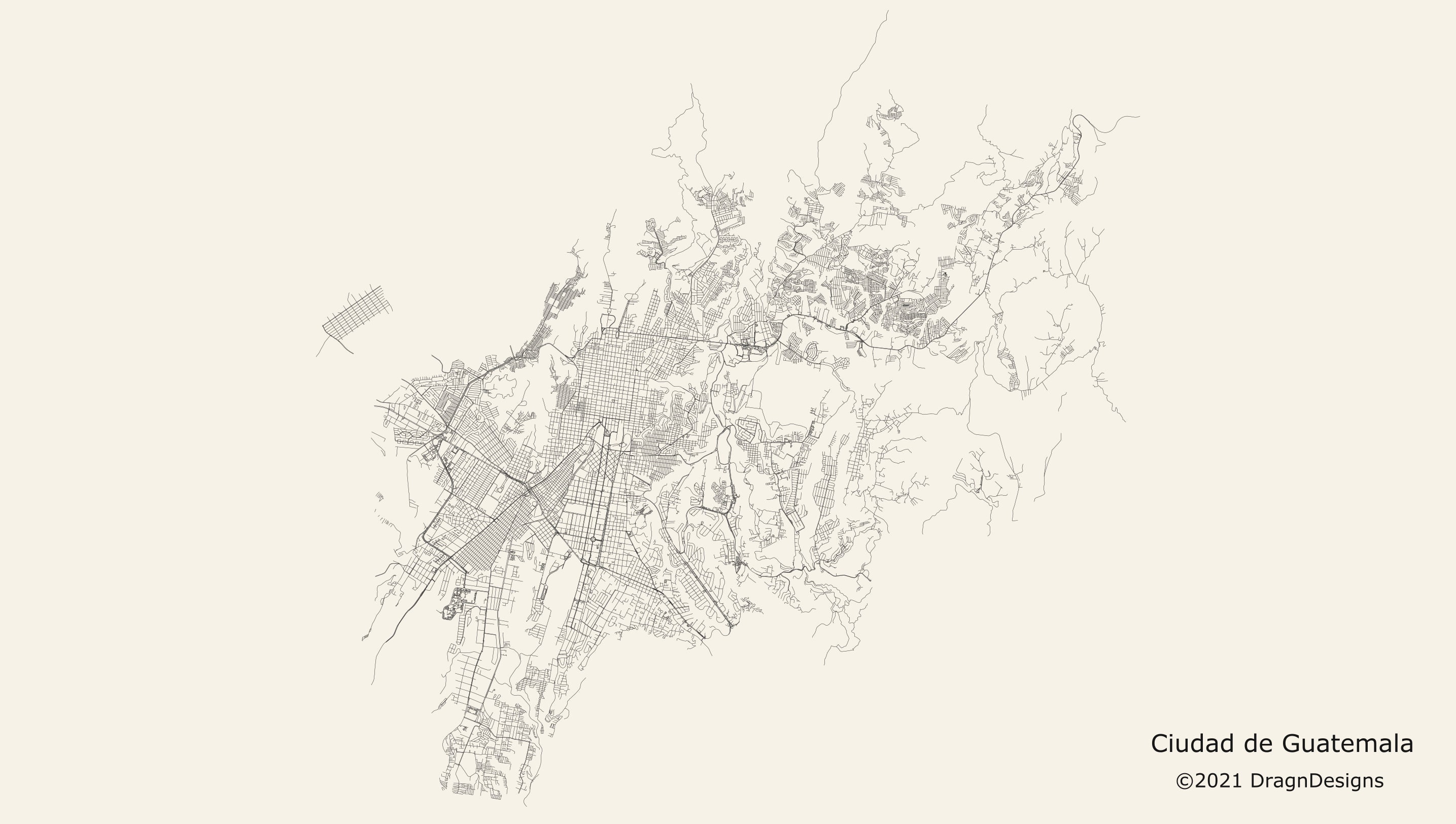 City Street Map of Guatemala City, Guatemala , SVG File - Etsy