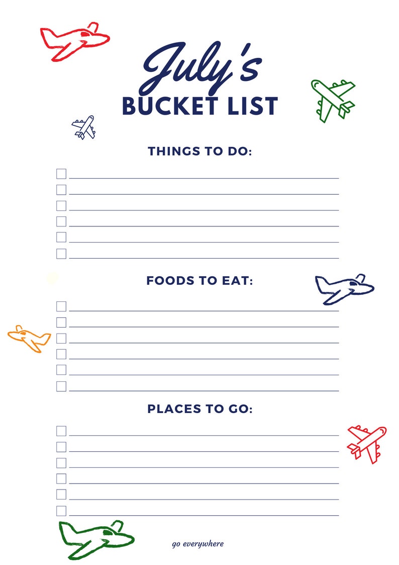 Monthly Bucket Lists | Instant Download | 12 Printable Bucket List ...
