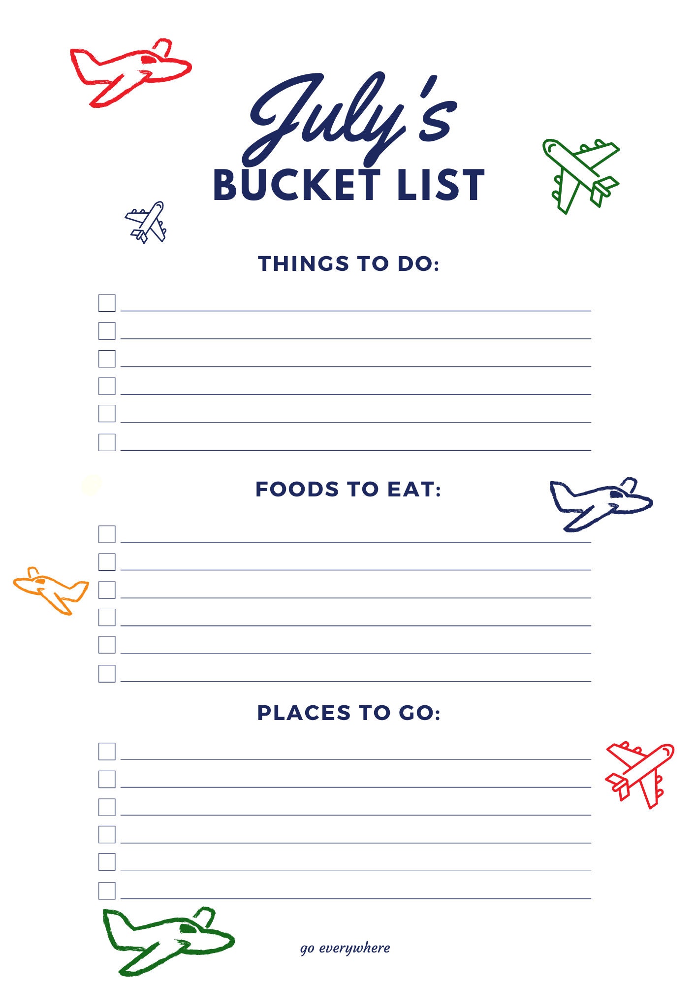 Monthly Bucket Lists | Instant Download | 12 Printable Bucket List ...