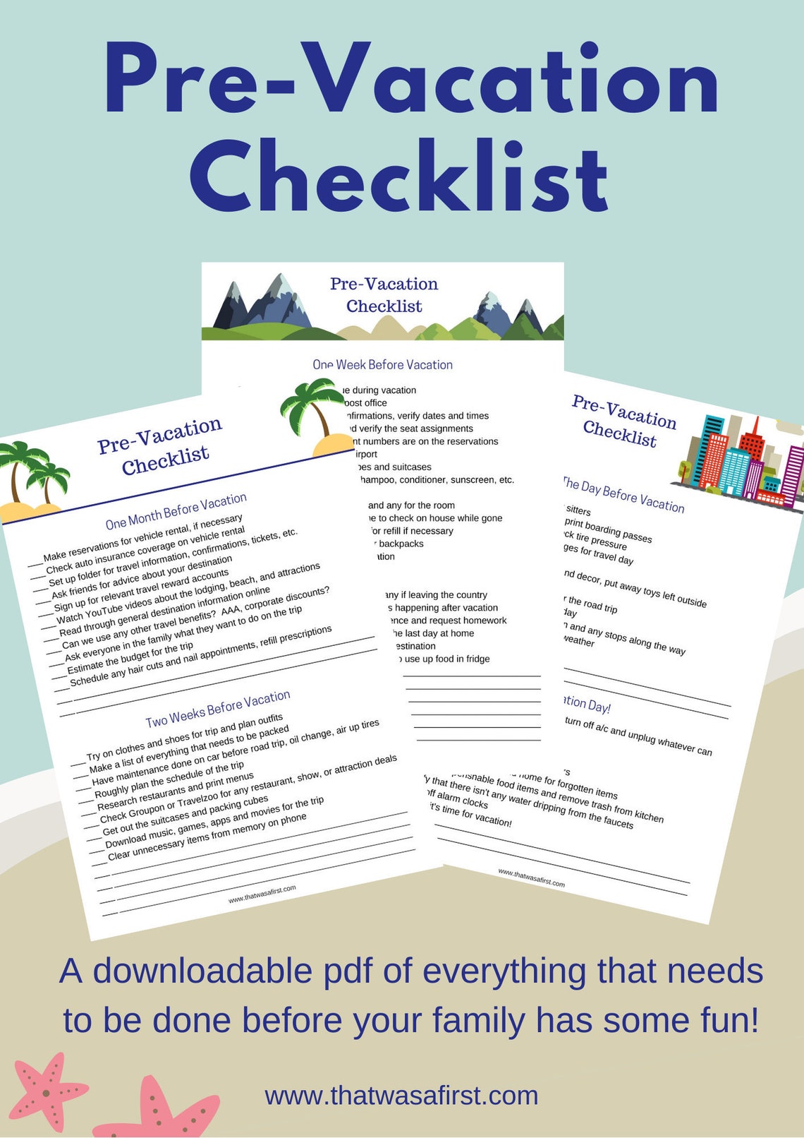 Pre - Vacation Checklist - Etsy