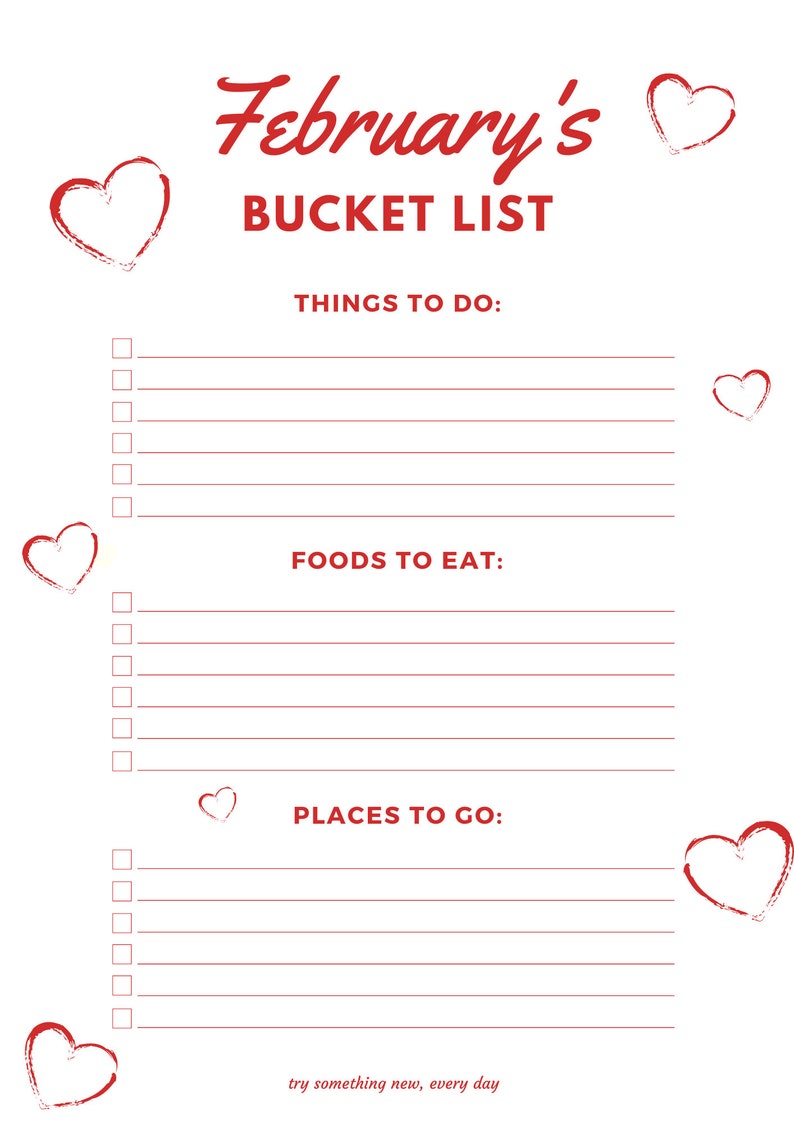Monthly Bucket Lists | Instant Download | 12 Printable Bucket List ...