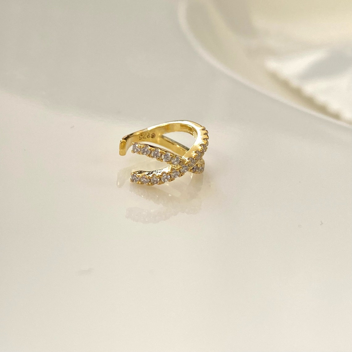 Infinity Cuff Earring 18K Gold Helix Cuff CZ Pave Cartilage | Etsy