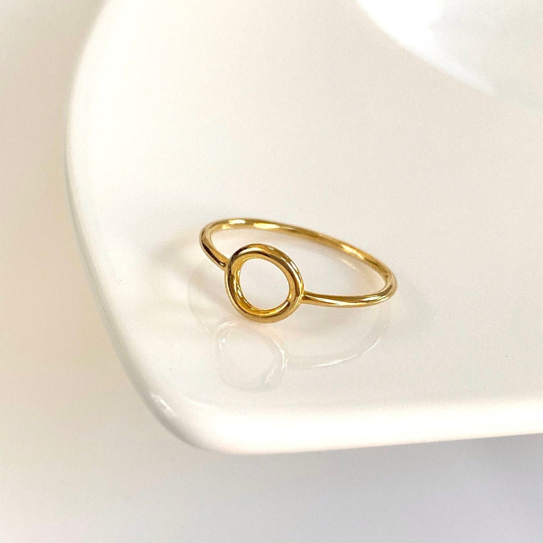 Open Circle Ring, 18K Gold Round Shape Ring, Karma Ring, Simple Modern ...