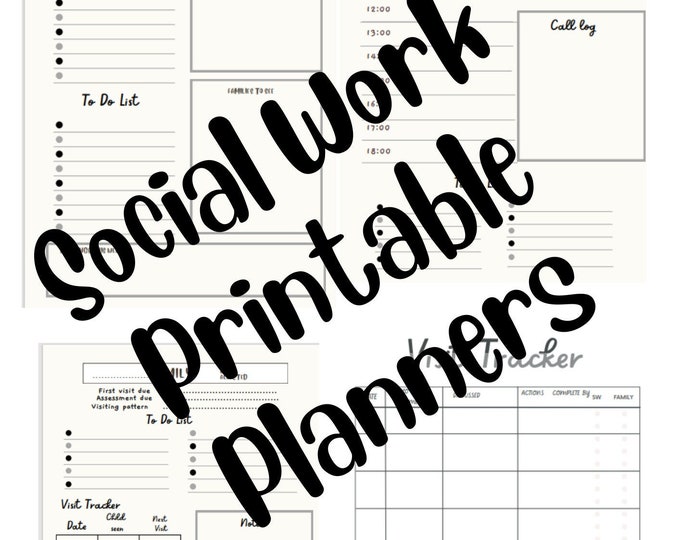 Grey Social Work Printable / Digital Download Daily, Weekly Planner ...