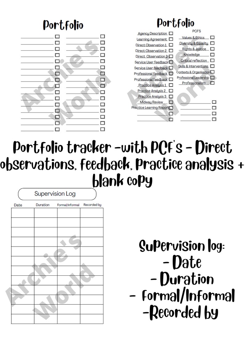 Student Social Worker Placement Diary / Planner - Digital Download ...