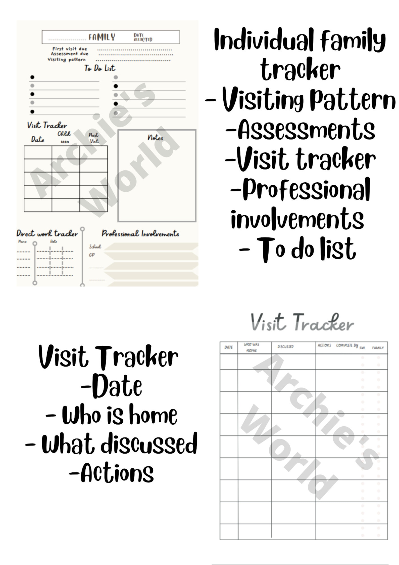 Grey Social Work Printable / Digital Download Daily, Weekly Planner ...
