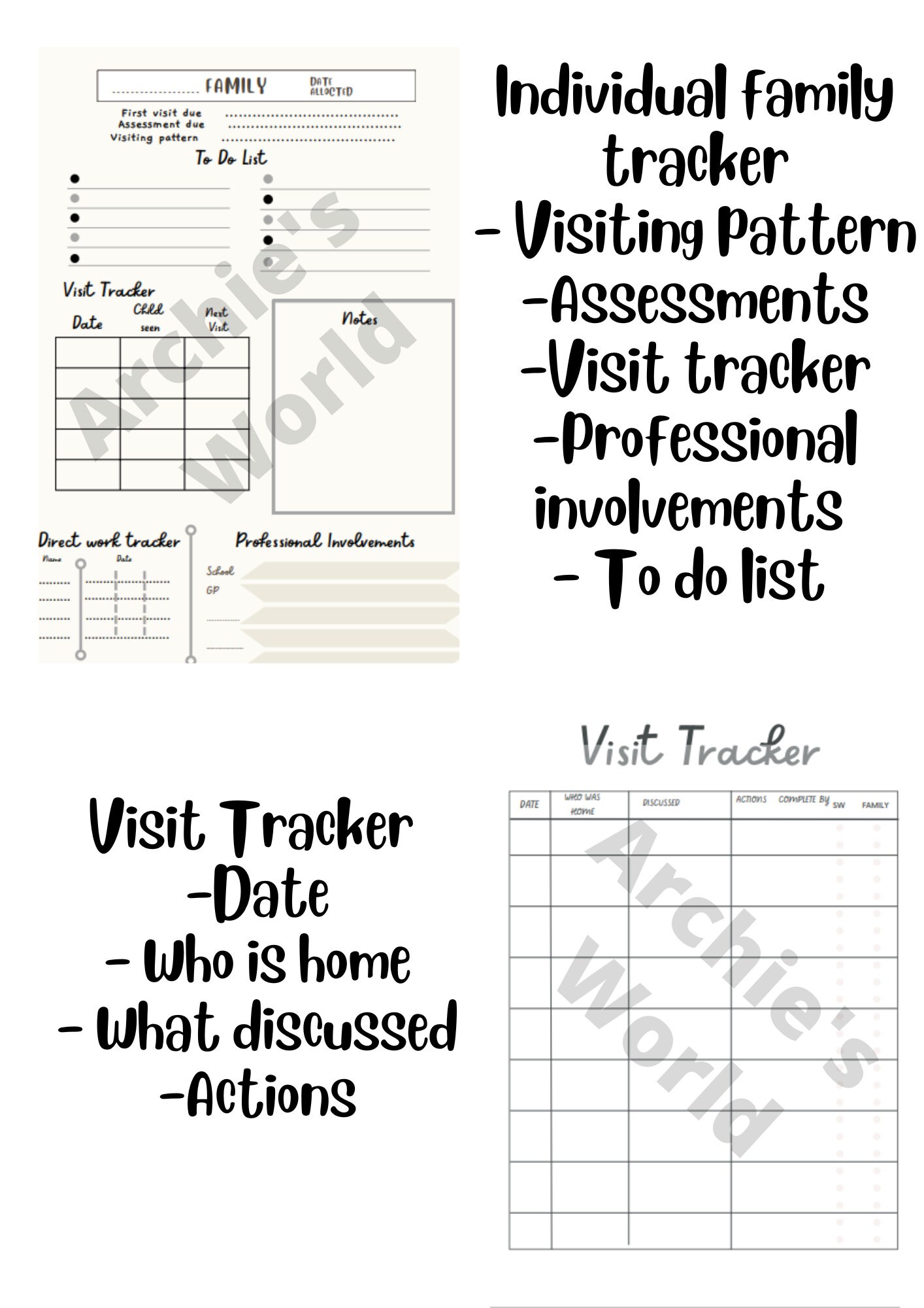 Grey Social Work Printable / Digital Download Daily, Weekly Planner ...