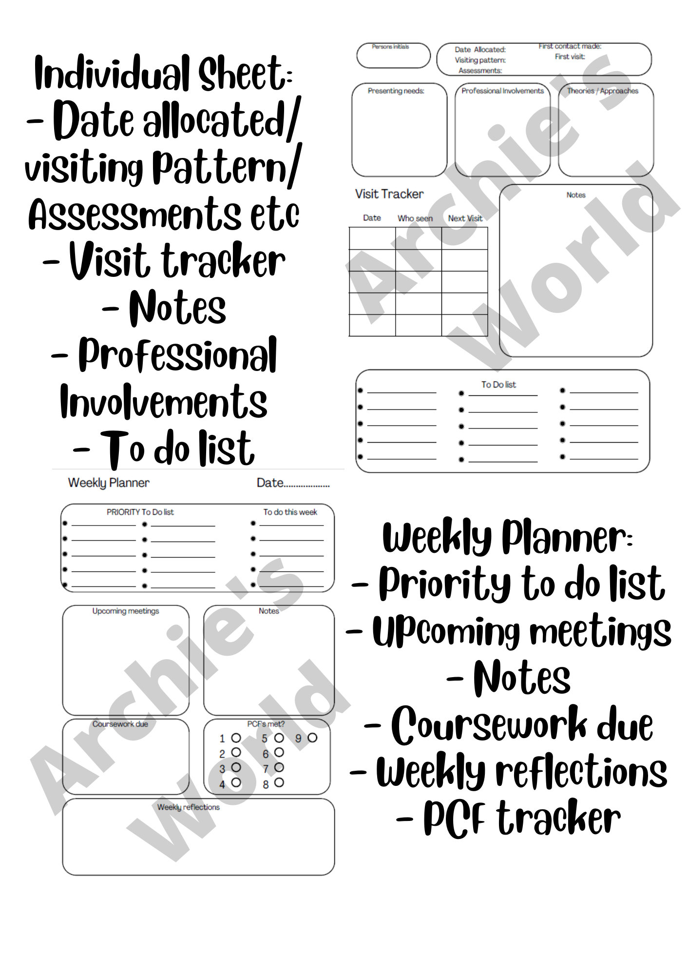 Student Social Worker Placement Diary / Planner Digital Download ...
