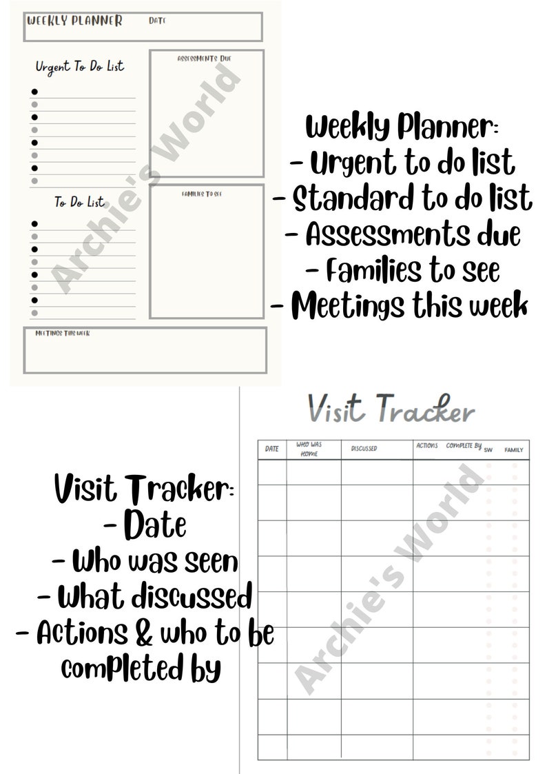 Social Work / Student Social Worker - Daily / Weekly Planner / Diary ...