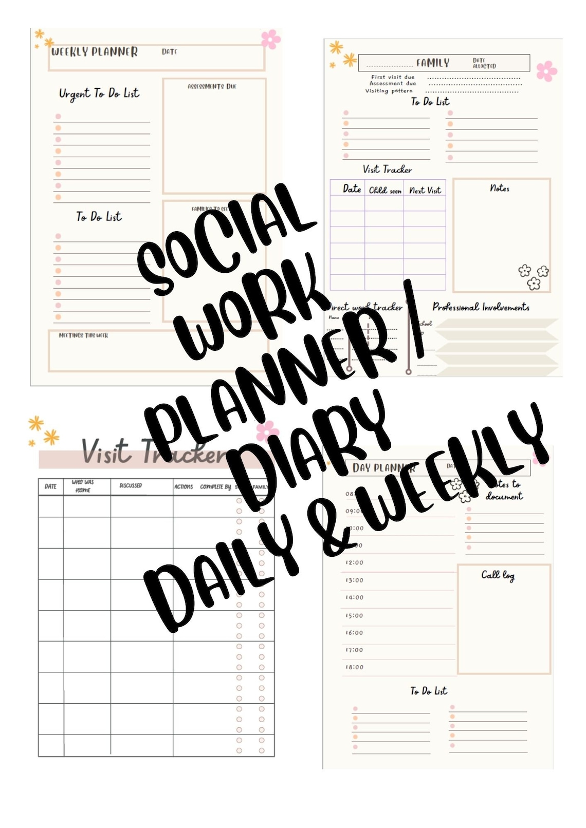 Social Work / Student Social Worker - Daily / Weekly Planner / Diary ...