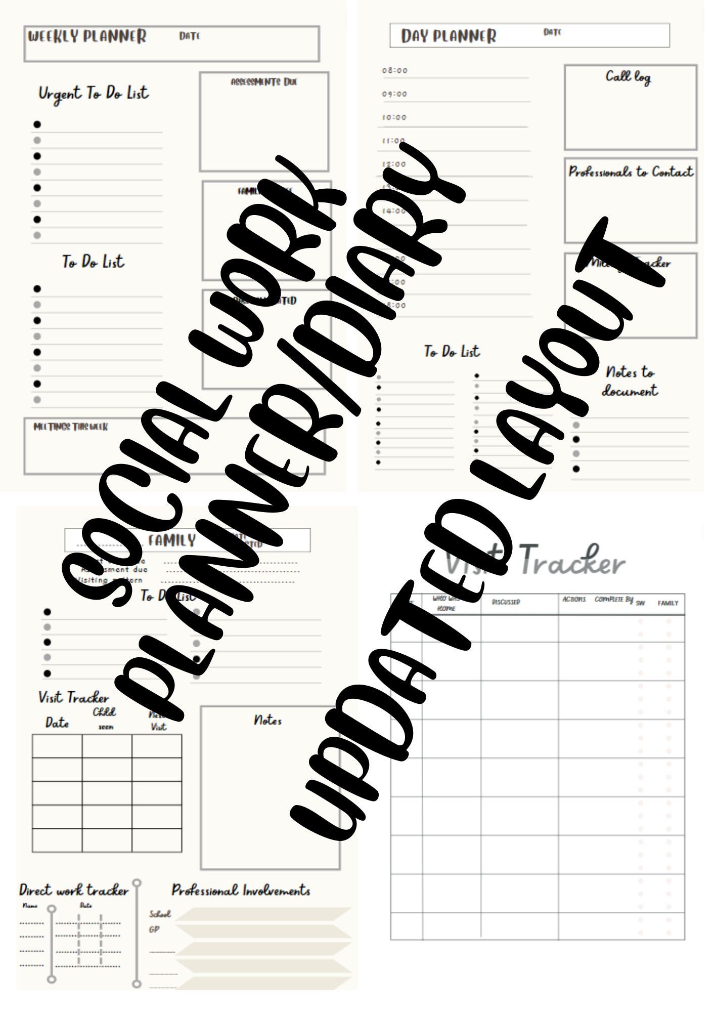 Social Work / Student Social Worker - Daily / Weekly Planner / Diary ...