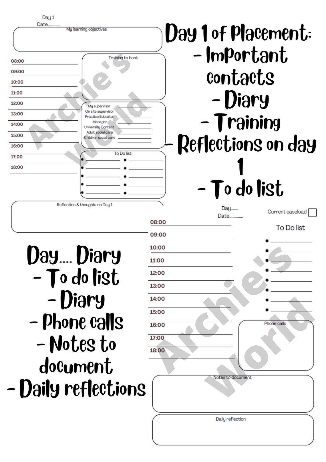 Student Social Worker Placement Planner / Diary - University Placement ...
