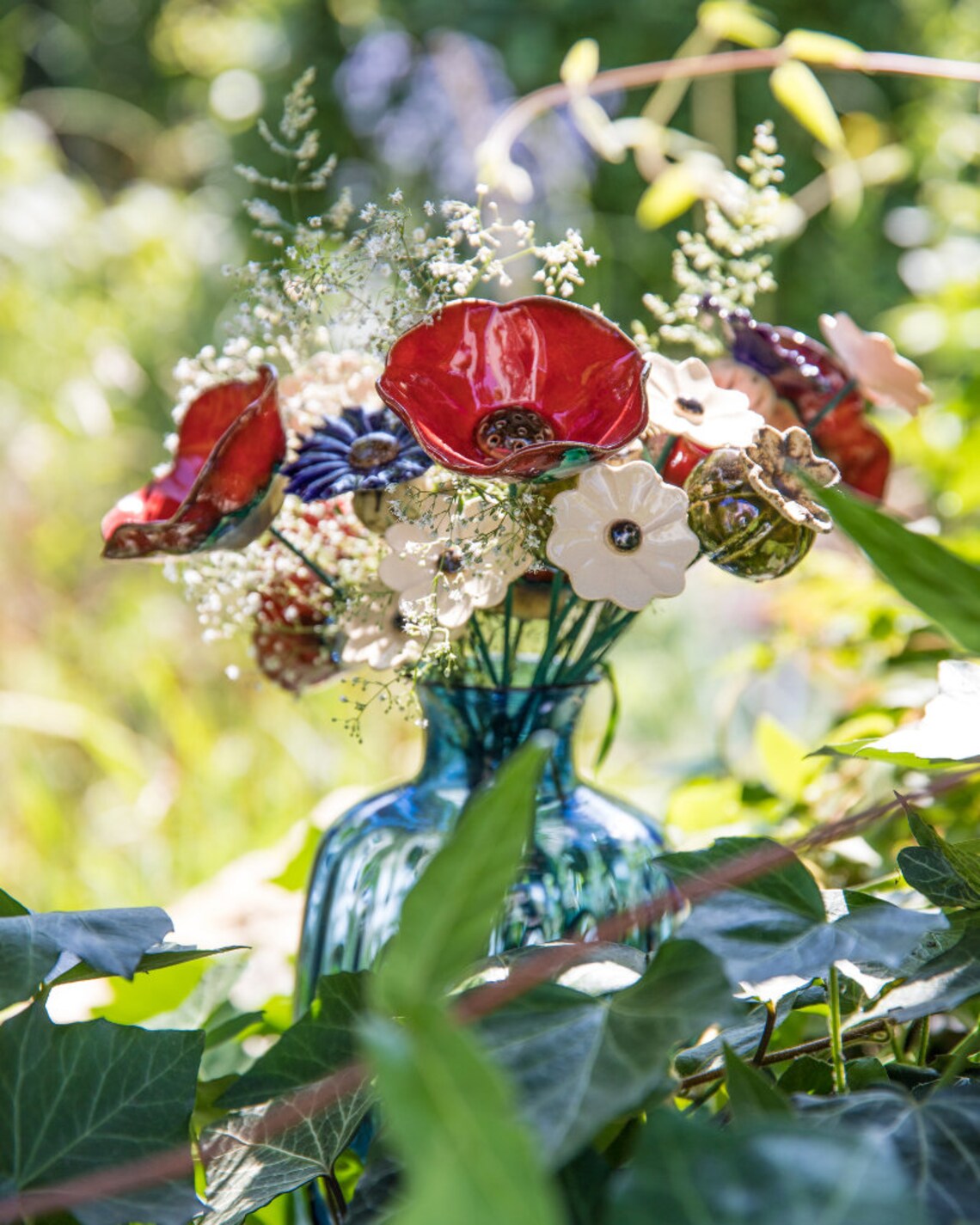 Ceramic Poppy Head Handmade flower 1 pc perfect addition | Etsy