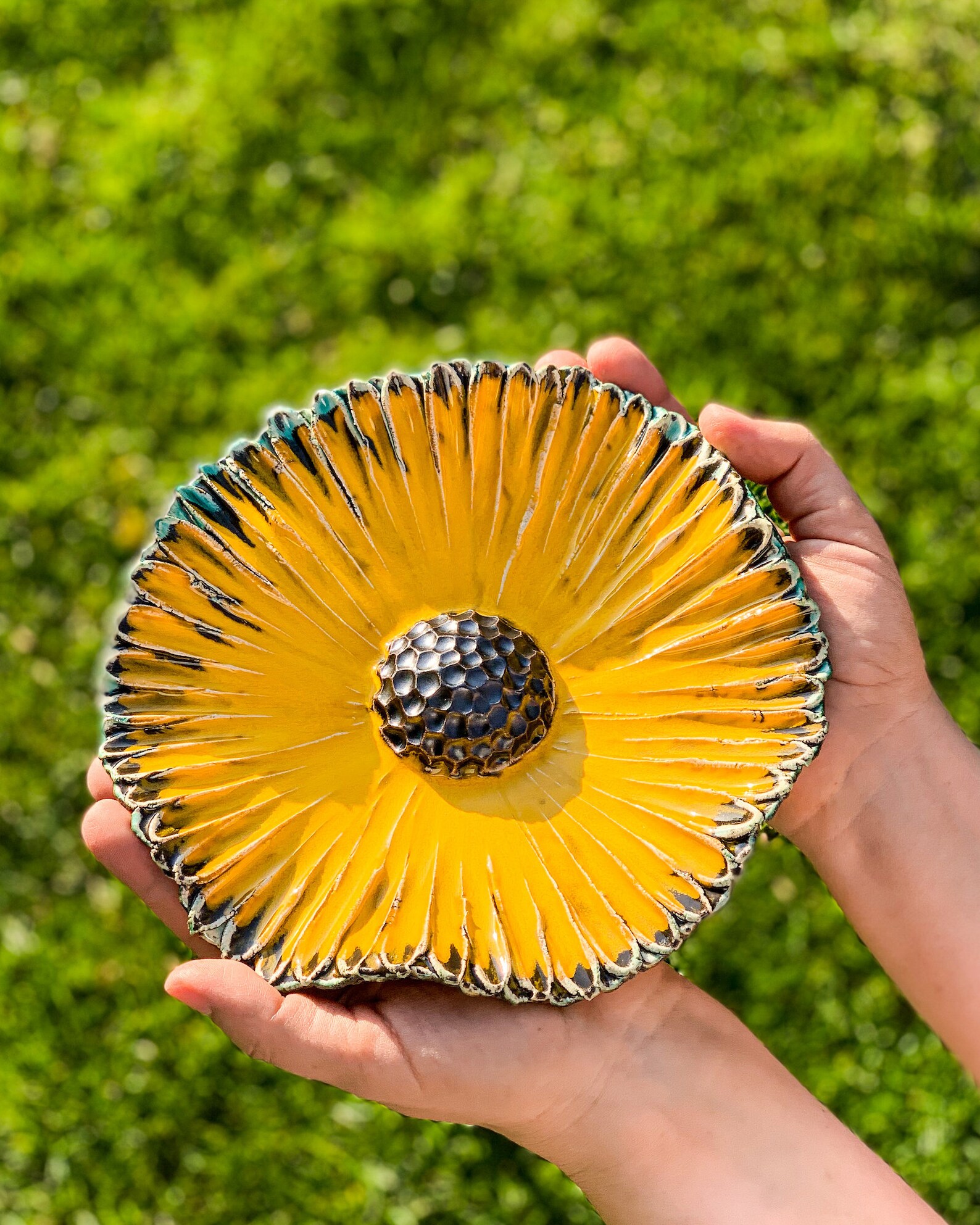 Large Ceramic Sunflower - Summer & Fall Flower Decor for Garden Stakes ...