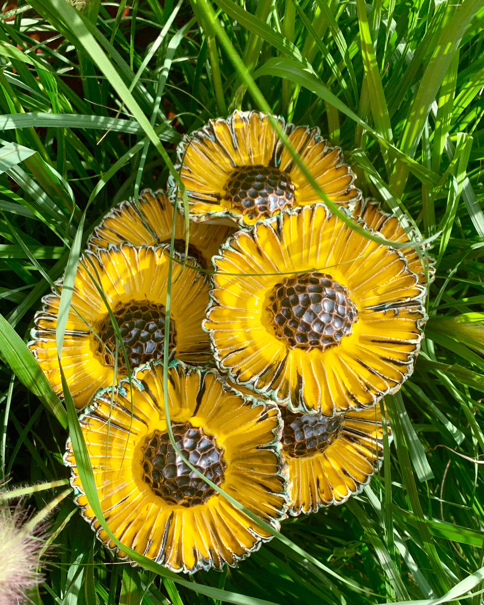 Ceramic Sunflower - Summer & Fall Flower Decor for Garden Stakes and ...