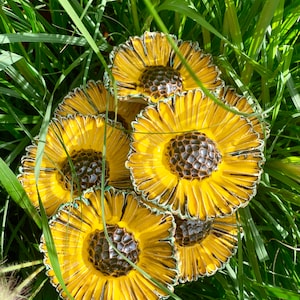 Ceramic Sunflower - Summer & Fall Flower Decor for Garden Stakes and ...