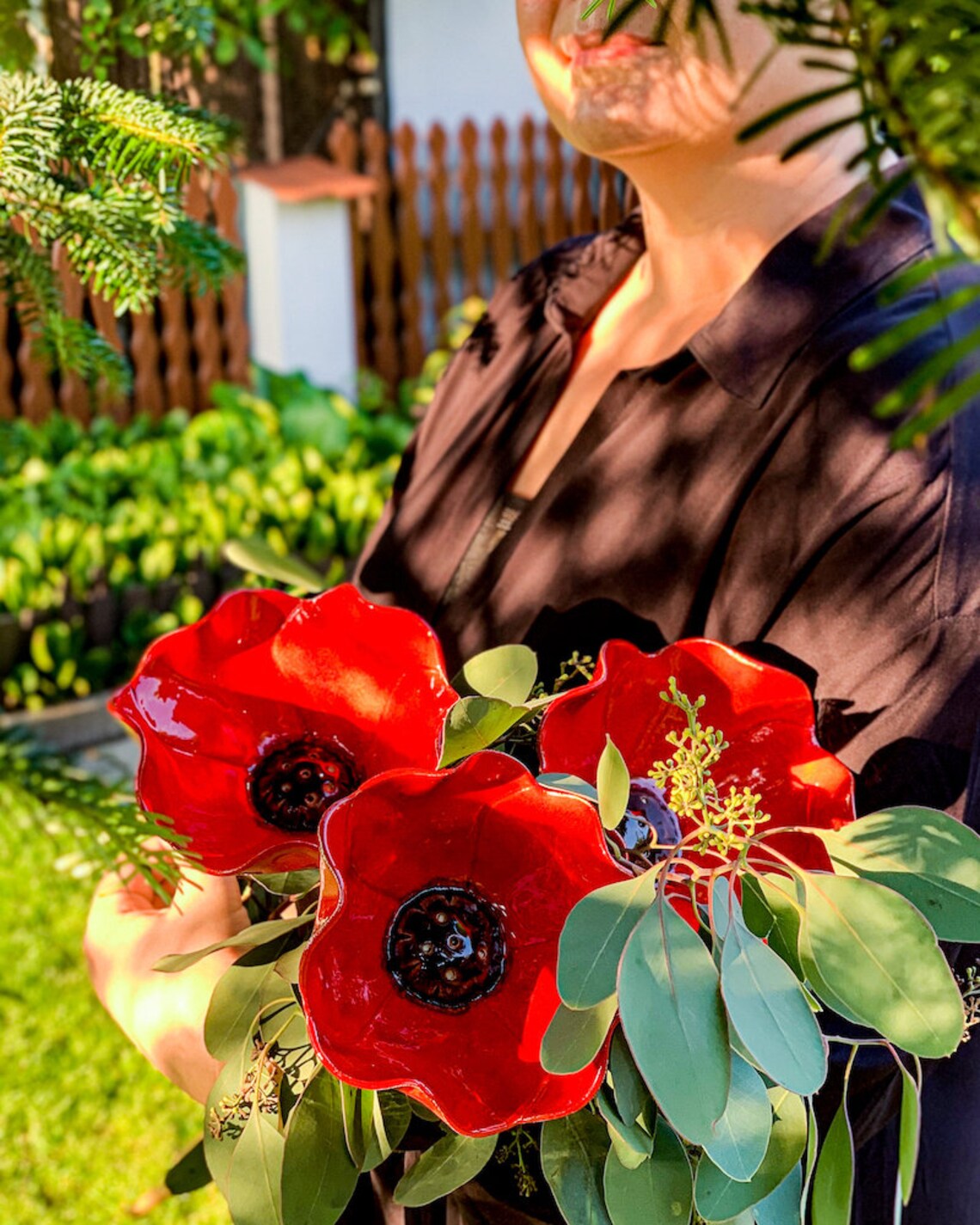 Large Ceramic Poppy Handmade Garden Decorations Unique Bird - Etsy